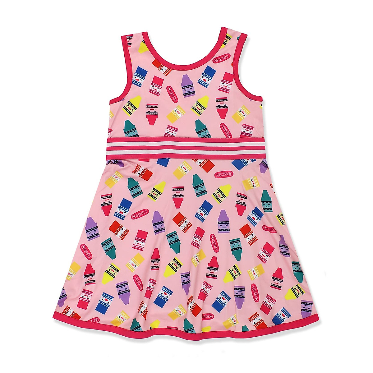 Crayola Crayon Toddler Girls Fit and Flare Ultra Soft Dress (3T, Pink)