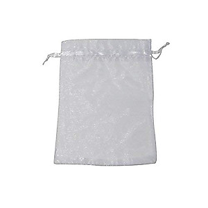 100Pcs White Organza Bags 4x6 inches w/Drawstring | Accurate Sizing, Reinforced Stitching & Crease Free Sheer Organza Pouches | OB46 01