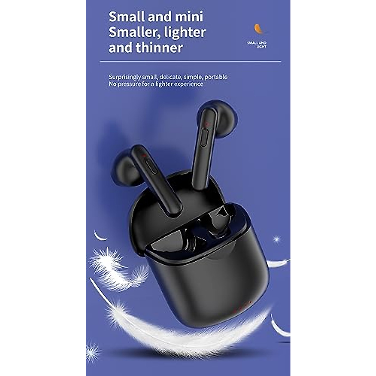 WesTch True Wireless Earbuds Bluetooth 5.3 Headphones Button Control with Wireless Charging Case IPX4 Waterproof Stereo Earphones Half in-Ear Built-in Mic Headsets (Black)