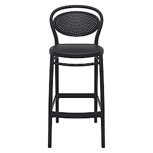 Home Square Contemporary Resin Indoor Outdoor Bar Stool in Black - Set of 2