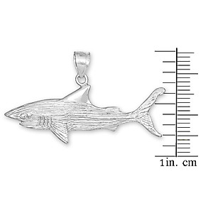 Sterling Silver Textured Charm Great White Shark Pendant