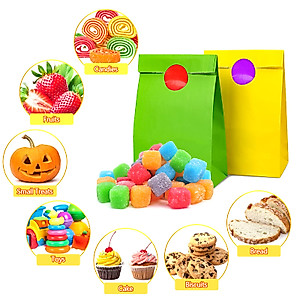 CHEPULA 50 Pack Paper Party Favor Bags,Kids Goodie Bags with 60 PCS Stickers Small Gift Bag for Birthday Party Baby Shower Favor Supplies（Size: 9.4" * 5.1" * 3.15" )