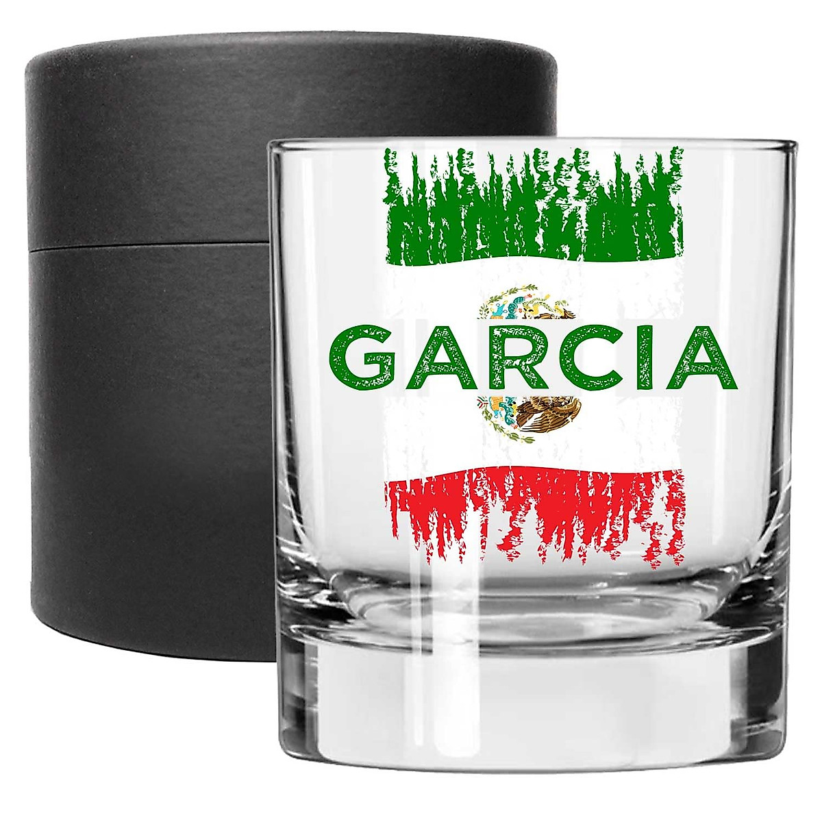 Personalized Printed 11oz Whiskey Glass - Custom Bourbon Christmas Gifts for Men, Dad Scotch Drinking Birthday Glasses, Groomsmen, Liquor Cocktail Rocks Old Fashioned, Mexico Flag