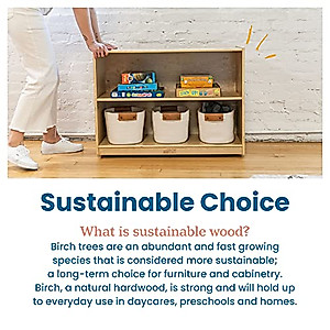 ECR4Kids - ELR-0450 Birch 2 Shelf Storage Cabinet with Back, Wood Book Shelf Organizer/Toy Storage for Kids, Natural