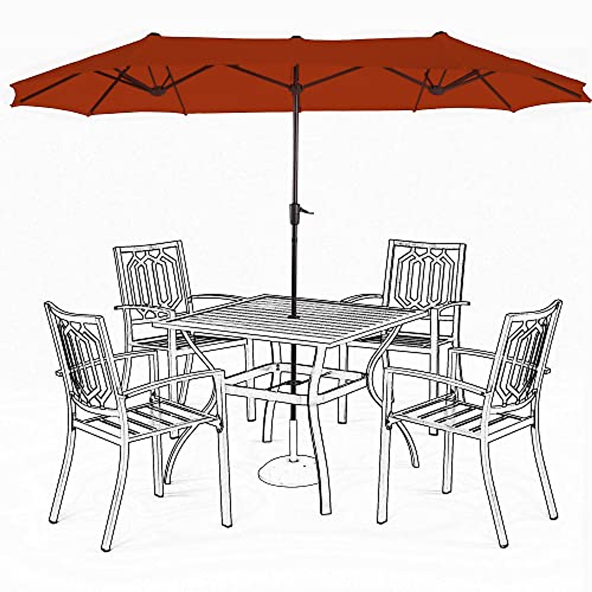 HERA'S PALACE 13ft Rectangle Patio Umbrellas, Large Outdoor Umbrella with Crank, Powerful UV Protective, Table Umbrella Outdoor Patio for Backyard, Pool, Garden, Deck