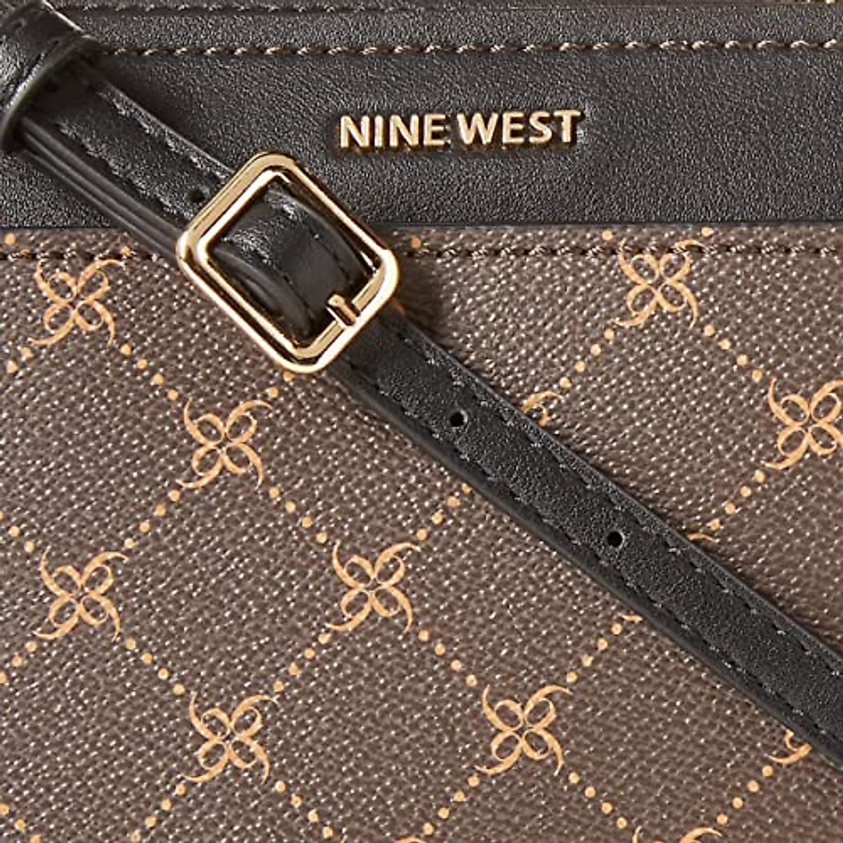 NINE WEST womens Brooklyn Jet Set CROSSBODY, Brown/Black, One Size US