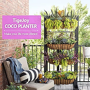 TigeJoy 2PCS 24'' Trough Coco Coir Liners Planter Replacement, 100% Natural Thick Coco Fiber Liner for Window Box Decks Garden Flower Pots, 24inch Half Moon Shape Coconut Liner Flower Boxes Outdoor…