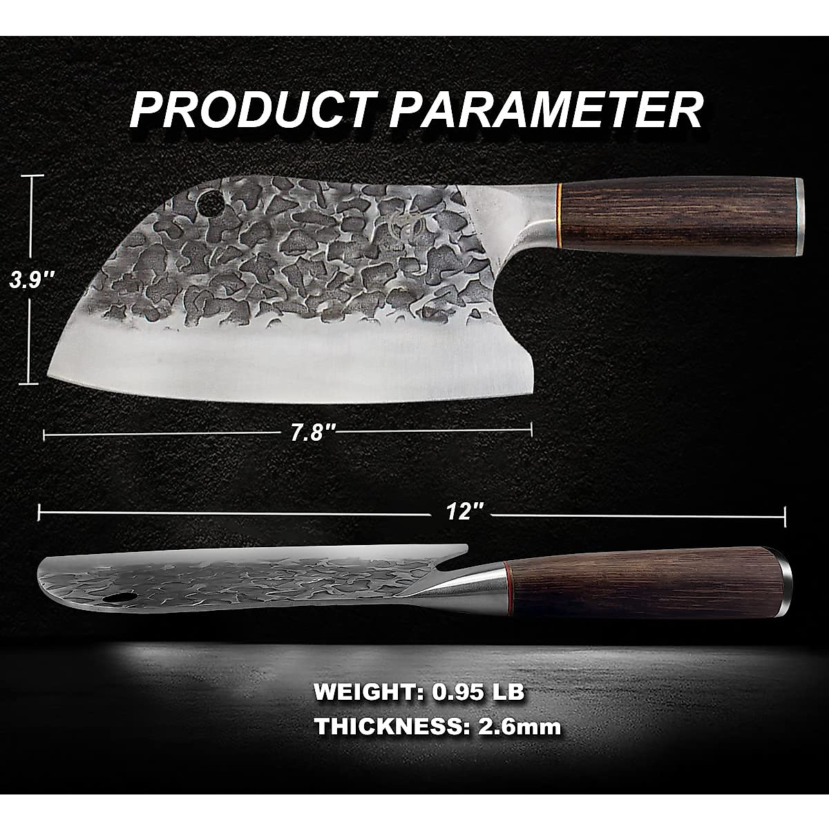 Forged Serbian Chefs Knife - Meat Cleaver Butcher Knife - Chinese Bone Cutting Knife - Razor Sharp High Carbon Steel for Meat and Vegetable Cutting