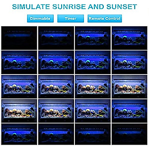 Relassy 300W Large Aquarium Light, Fish Tank Light with 676 LED and Remote Control, Adjustable Brightness Sunrise Sunset Mode and 24H Timer Function, Dimmable Reef Aquarium Lights for Fish Tank