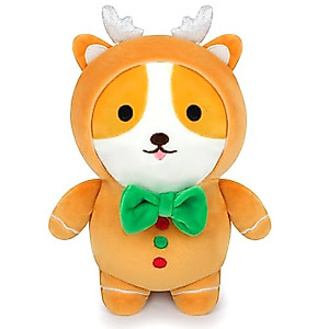 Leokawin Corgi Stuffed Animal Dog Plush Toy, 8" Cute Gingerbread Corgi Plush Doll, Kawaii Corgi in Gingerbread Plushie, Dog Plush Doll Gift for Kids