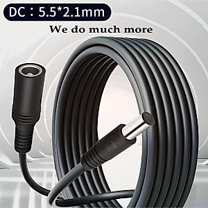 Igreeman DC Power Extension Cable, Male to Female DC Barrel Jack 5.5mm x2.1mm Extension Cord, 10ft 18AWG Pure Copper Wires, 2-Pack, 5-48V,5A:for CCTV Surveillance, Led Lighting, Solar Pannel and More