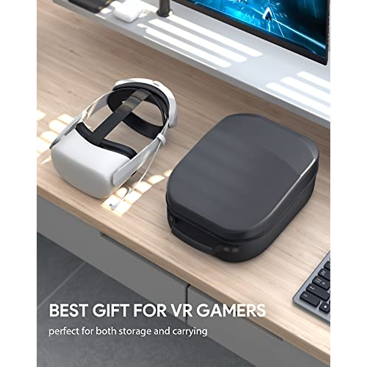 Aubika Carrying Case for Oculus Quest 2/Meta Quest 3/Pico 4, Compatible with Elite/Battery Headset Strap Accessories, Hard Travel Case - Black