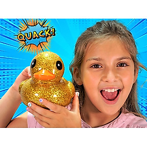 JA-RU Giant Glitter Rubber Ducks (1 Duck Assorted) 7" Large Rubber Duck. Kid Bath Toys. Stress Relief Fidget. Beach & Pool Toy. Baby Shower & Birthday Party Favors. 4346-1s