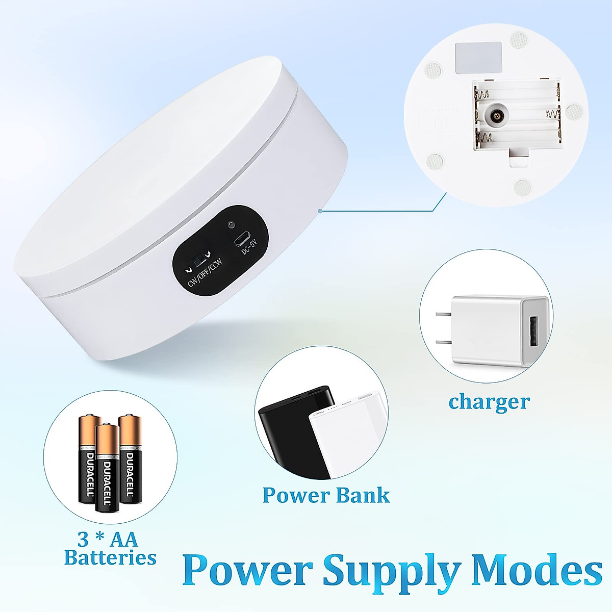 USLINSKY Exhibition Stand for Sublimation Tumbler, 360° Automatic Mute Rotating Revolving Platform 12oz, 20oz&50oz Heat Press Blanks Tumblers Skinny Straight, Cup(White), White-01 (ZT-001)