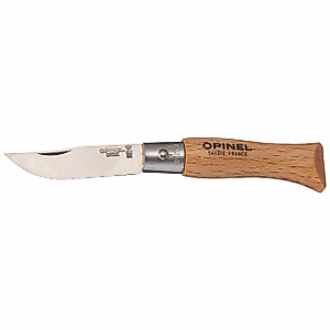 Opinel Stainless Steel INOX Folding Knife, Beechwood Handles, Smaller Sizes No.02 to No.05, Made in France (No.03)