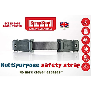 STRAP STOP Anti Escape Car Seat Strap — UK Made, Crash Tested, ECE R44-04 & R129 Passed Buckle up Houdini Straps for Car Seat — Multi-use & Impossible to Unlock (1 x Car Seat Safety Clip) - 4 Colors