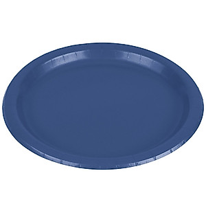 Amscan Round Dinner Plates, 10 1/2", Navy Flag Blue