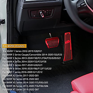 Thenice for BMW 3 4 5 7 Series X3 X4 X5 X6 X7 Anti-Slip Foot Pedals Aluminum Automatic Brake and Gas Accelerator Pedal No Drilling Covers -Red