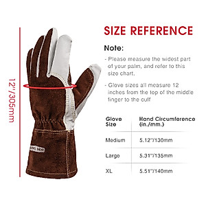YESWELDER 12 Inches 482℉ Grain Leather TIG Specific Welding Gloves Heat/Fire Resistant Gloves for Welder, Goatskin Mitts for Stick/TIG Welding/Grill/Fireplace/Stove/Oven/BBQ(L)