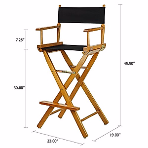 Casual Home 30" Director's Chair Honey Oak Frame-with Black Canvas, Bar Height