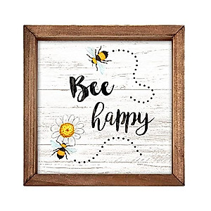 Wartter Wood Framed Wall Sign Honey Bee Wall Art Decor (2 set )