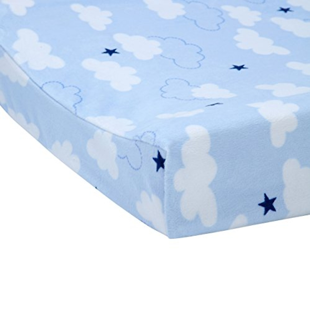 Carter's Take Flight Airplane/Cloud/Star Super Soft Changing Pad Cover, Blue, Navy, White,