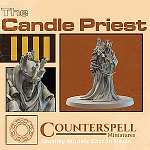 Dungeon Craft Unpainted Miniatures, Compatible with DND, RPG, Tabletop Games, Roleplaying Figures for Your Next Dungeons & Dragons Quest, Mini Gaming Action Figures (The Candle Priest)