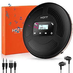 CD Player Portable with Bluetooth Walkman Bluetooth CD Player with FM Transmitter Touch Button and LCD display,Rechargeable Disc Player with AUX Cable and Shockproof Design, CD Player for Car and Home