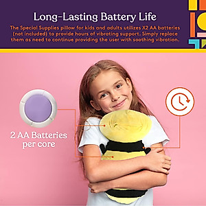 Special Supplies Bumble Bee Sensory Vibrating Pillow, Pressure Activated for Kids and Adults, Plush Minky Soft with Textured Therapy Stimulation Bumps. Size: 11 by 20 inches