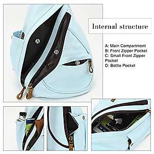 KL928 Canvas Sling Bag - Small Crossbody Backpack Shoulder Casual Daypack Rucksack for Men Women(Large Version)