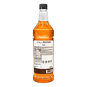Monin - Peach Syrup, Fresh and Juicy Flavors, Great for Iced Teas, Lemonades, and Sodas, Non-GMO, Gluten-Free (1 Liter)