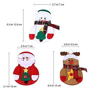 BESTOYARD Christmas Tableware Holder Silverware Holders Pockets Knifes Forks Bag Snowman Santa Claus Elk Decor for Xmas Dinner Table Decorations 6pcs