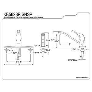 Kingston Brass KB562SP Wyndham Single Loop Handle Kitchen Faucet with Side Sprayer, 8-Inch, Polished Chrome