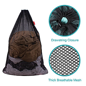 DuomiW Mesh Laundry Bag Heavy Duty Drawstring Bag, Factories, College, Dorm, Travel and Apartment Dwellers, 24 x 36 Inches, 2 Pack, Black