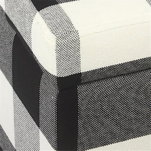 HomePop Large Upholstered Rectangular Storage Ottoman Bench with Hinged Lid, Black Buffalo Plaid