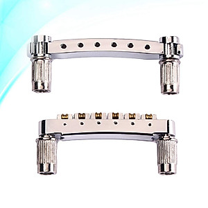 Chrome Roller Saddle Tailpiece Chrome for LP SG Style Electric Guitar Replacement Parts (Silver)