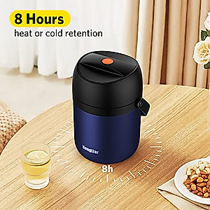 HongiJar Insulated Food Jar 54oz, Thermos 8 Hours Hot Food Lunch Bento Box, 2 Tiers Stackable Thermal Containers, Double Wall Leak-Proof Vacuum Soup Stainless Steel Layers Storage for Adults