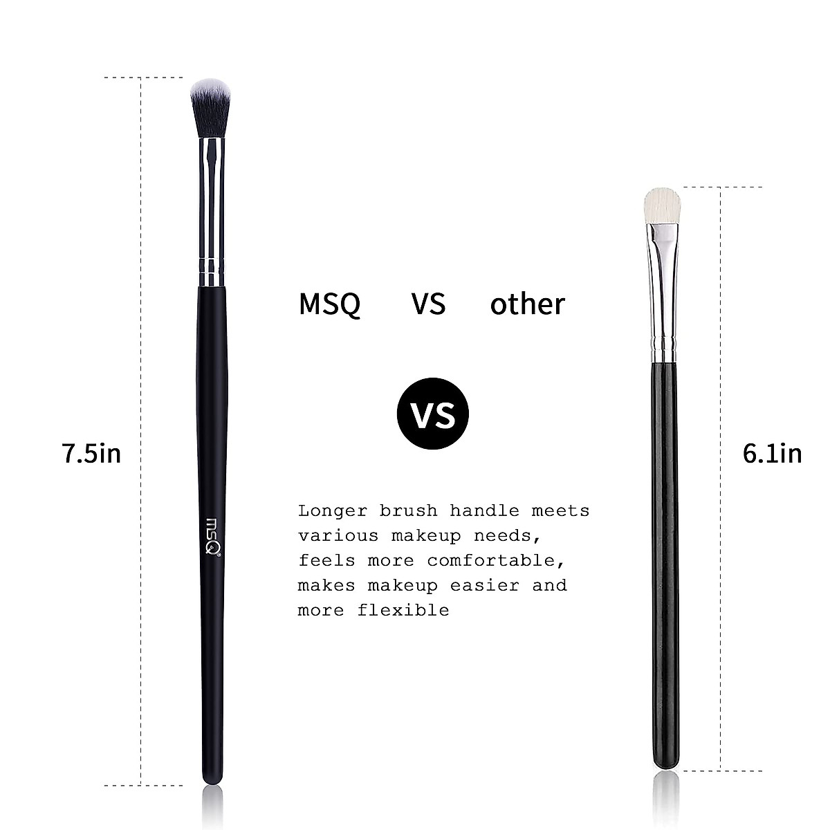 MSQ Eye Makeup Brushes Eyeshadow Makeup Brushes Set with Soft Synthetic Hairs & Real Wood Handle for Eyeshadow, Eyebrow, Eyeliner, Blending (Black, 8PCS)