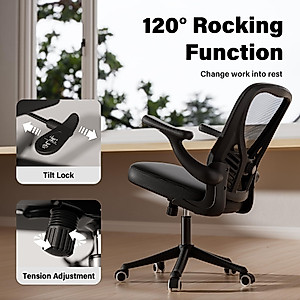 Modoway Desk Chairs with Wheels and Arms Ergonomic Mesh Office Chair with 300LBS Capacity (Black-1Unit)