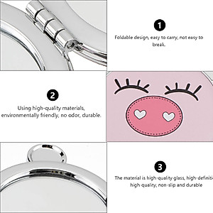 HEALLILY Womens Wallet Double- Sided Hand Mirror Pig Makeup Mirror Portable Foldable Double Sided Round Mirror Purse Handbag Cosmetic Mirror for Women Ladies Style 2 Compact Vanity Mirr Travel Wallet