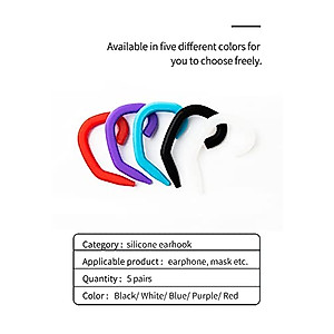 5 Pair KINBOOFI KBEAR Sports Silicone Earhook for Wired Earphone Over-Ear in Ear Monitor, Relieve Earphone Long-Term Use (3black+2white)