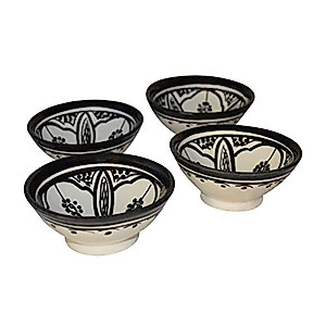 Ceramic Bowls Moroccan Handmade Serving Set of 4 Small Exquisite Pieces With Vivid Colors