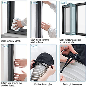 HOXHA Universal Window Seal for Portable Air Conditioner, 157 Inches Cloth Sealing AC Kit with Adjustable Coupler and Adhesive Fastener for Casement Windows, 400CM