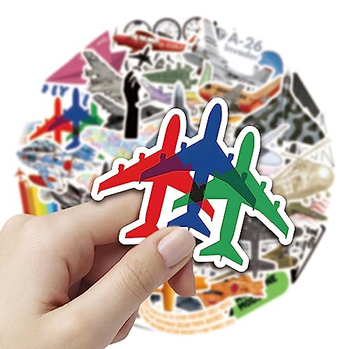 50pcs Airplane Stickers for Kids Scrapbook, Cute Aircraft Stickers Decals for Water Bottles, Transportation Stickers for Skateboard Helmet Luggage Bumper Laptop Bike Notebook
