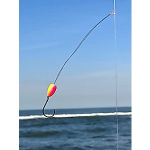 3 Pack '#1' Pompano Rig Surf Fishing Hi-Lo Double Drop Hand-Tied 25LB Mono (Pink/Yellow)