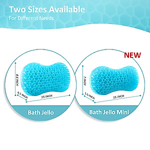 Sunlit Bath Jello Gel Bath Pillows, Lumbar Pillow for Bathtub, Back Support Pillow, Gel Pillow with Non-Slip Suction Cups for Lumbar, Back Rest Support, Fits Curved or Straight Back Tubs, Aqua