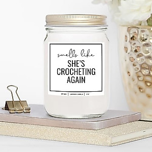 YouNique Designs Candle Gifts for Crocheters 8oz - Crocheting Gifts for People Who Crochet - Cool Gifts for Crochet Lovers - Gifts for Someone Who Crochets, Gift for Crocheter (Lavender & Vanilla)