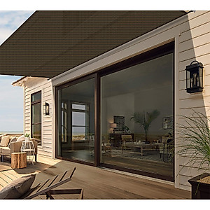 Patio Outdoor Shade Universal Replacement Pergola Canopy Shade Cover 8’X16’ Brown with Grommets 2 Sides Weighted Rods Included Shade Screen Panel for Balcony Deck Porch