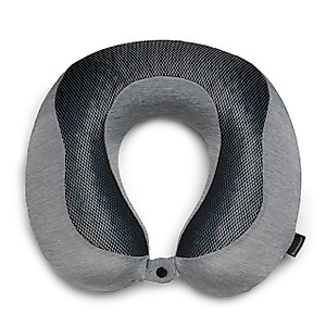 Brookstone Cool Touch Memory Foam Head and Neck Travel Pillow for Vacations, Airplanes, Trains, Buses, and Cars, Dark Grey
