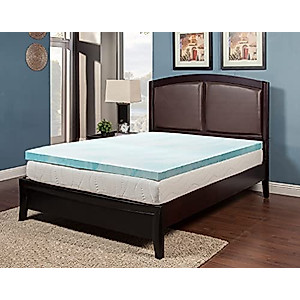 Irvine Home Collection King Size 3" Swirl Cooling Gel Infused Memory Foam Mattress Topper, CertiPUR-US, Breathable, Plush, Pressure Relief, Blue